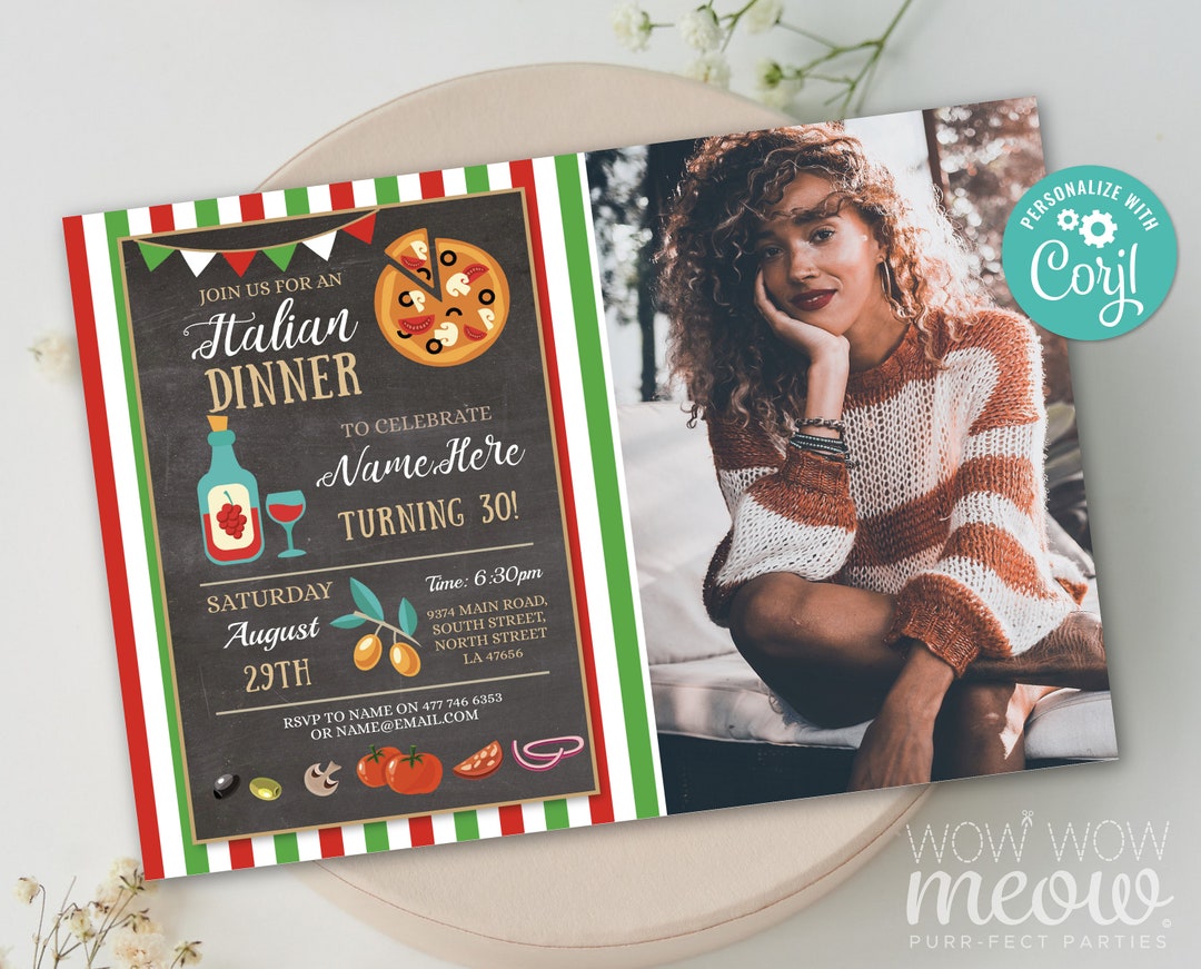 Italian Birthday Invitation INSTANT DOWNLOAD Surprise Pizza Invite ...