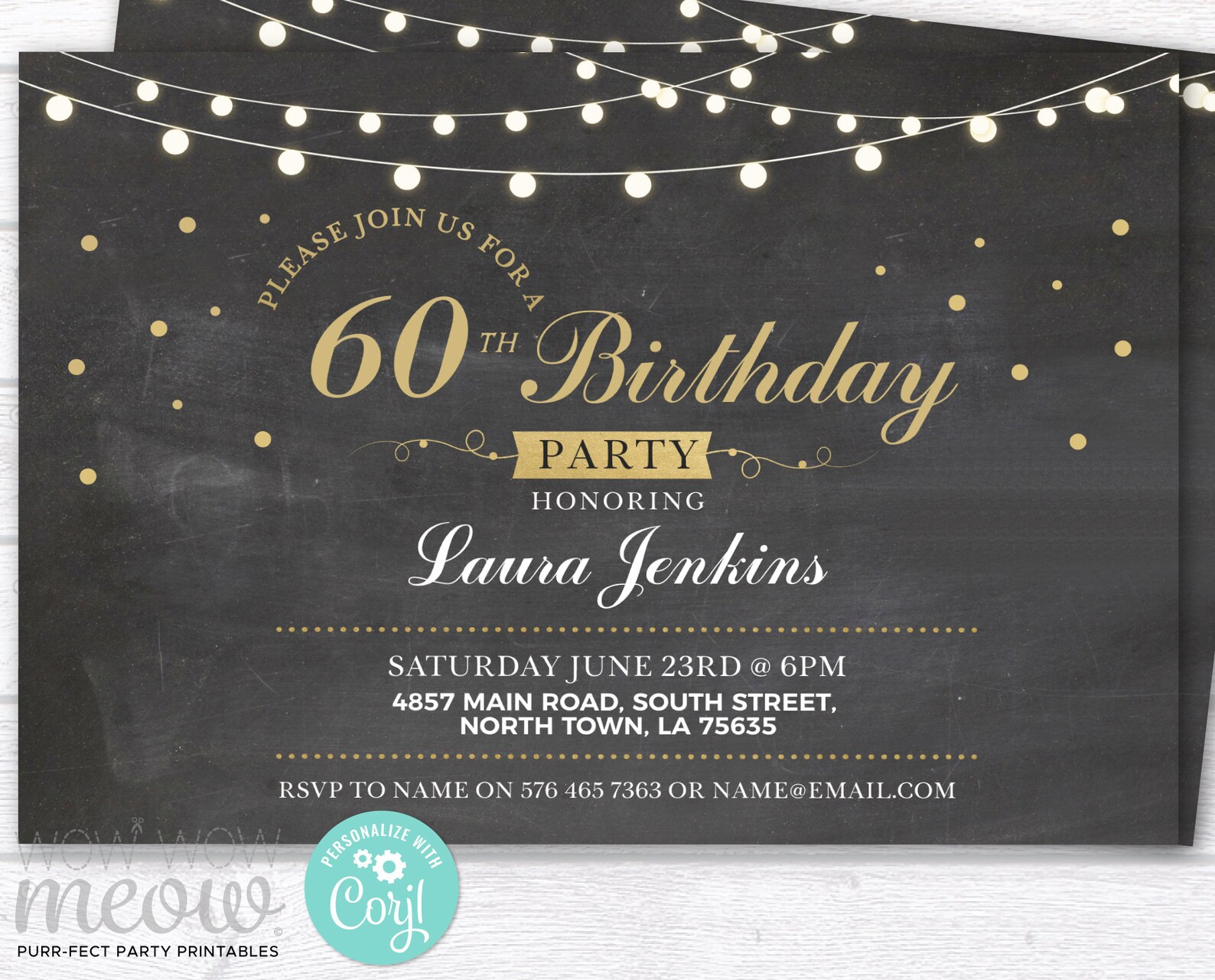 60th Birthday Invitation Elegant Party Sixty Invitation Chalk - Etsy España
