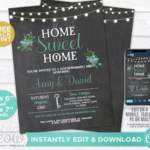 Housewarming Invite New House Invitation Home Sweet Home Couples Party ...