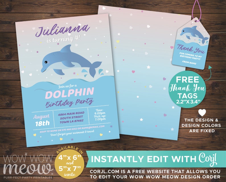 Dolphin Party Invitation Dolphins Birthday Invite Sea Ocean - Etsy