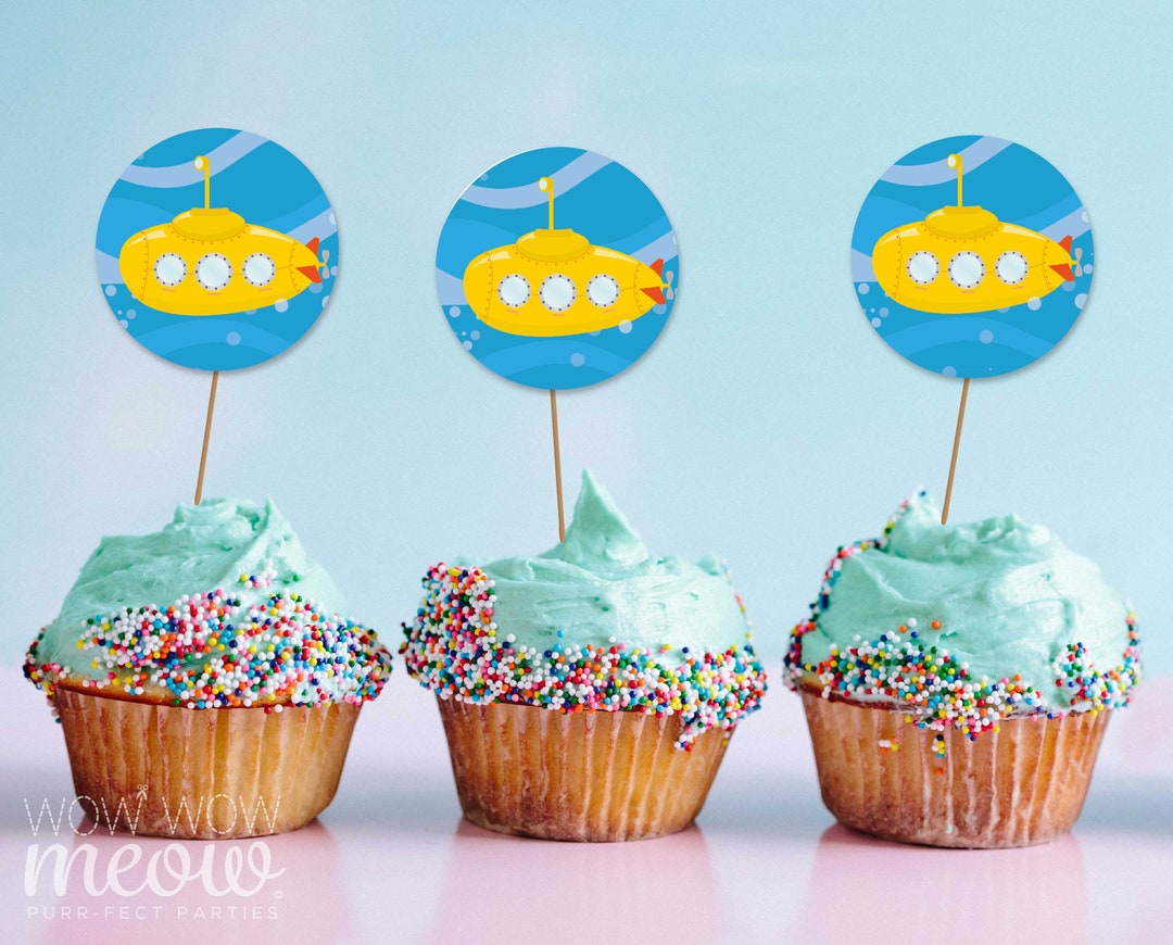 Submarine Party Cupcake Toppers Under the Sea Pool Swimming Birthday ...