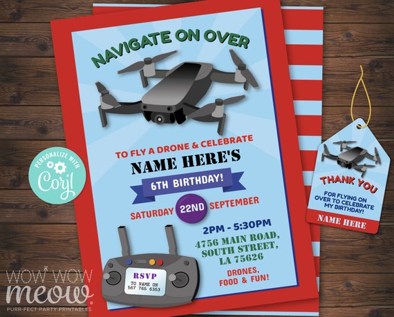 Drone Invitation Birthday Party Flying Invite INSTANT DOWNLOAD | Etsy