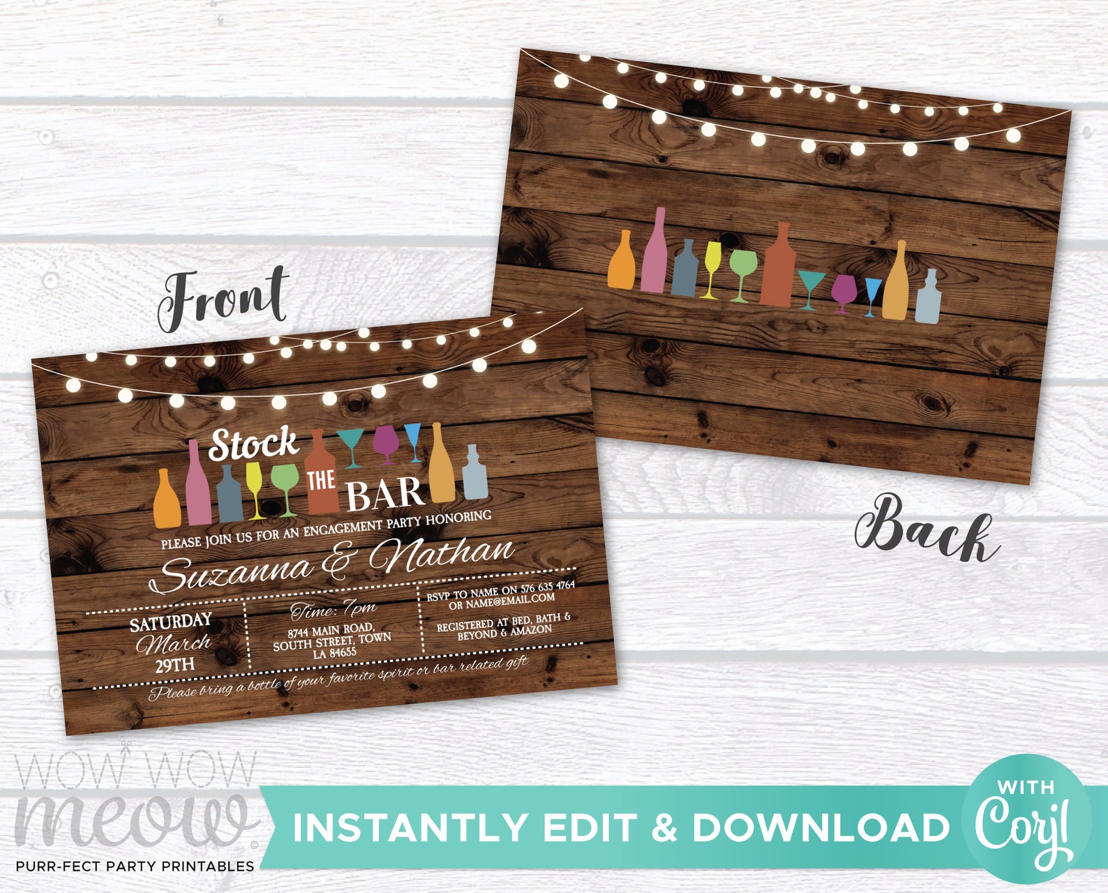 Stock the Bar Invitations Rustic Couples Shower Invite Engagement Party ...