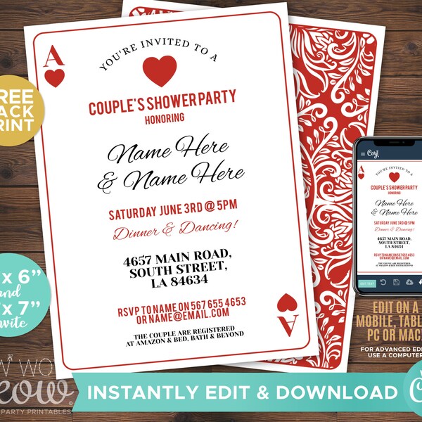 Playing Card Invite - Etsy