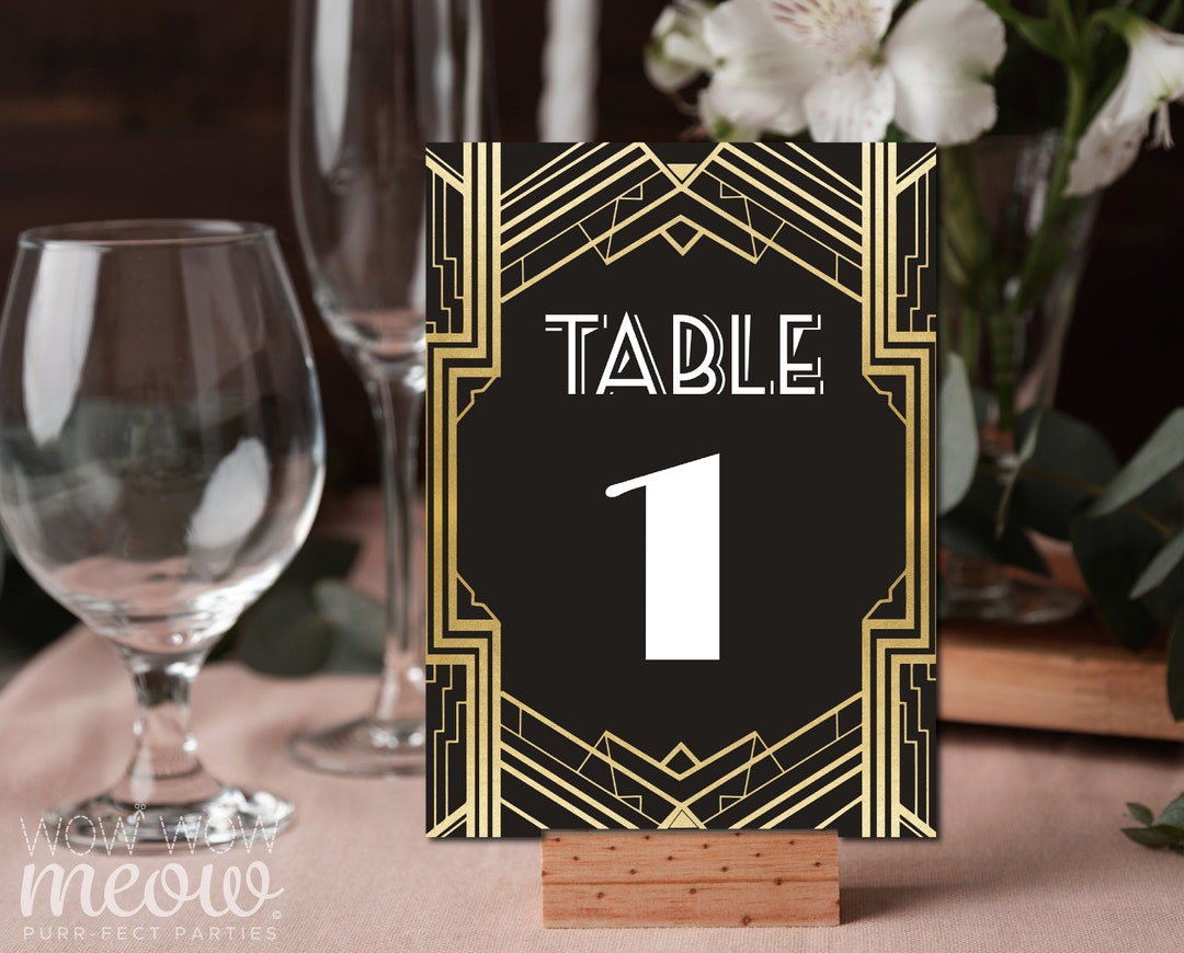 1920s Table Numbers Wedding Engagement Event Art Deco Birthday 5 X 7 ...