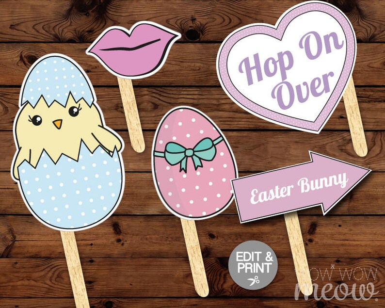 Easter Photo Props 50 Items + Sign INSTANT DOWNLOAD Egg Hunt Buny ...