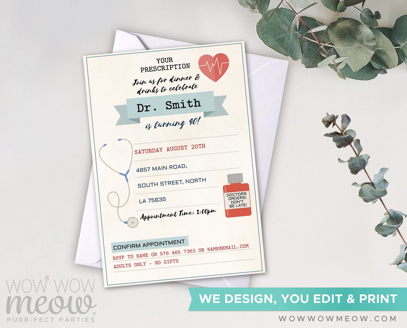 Doctor Invitation Prescription Invite Dr. Birthday Party INSTANT ...