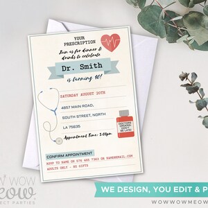 Doctor Invitation Prescription Invite Dr. Birthday Party INSTANT ...