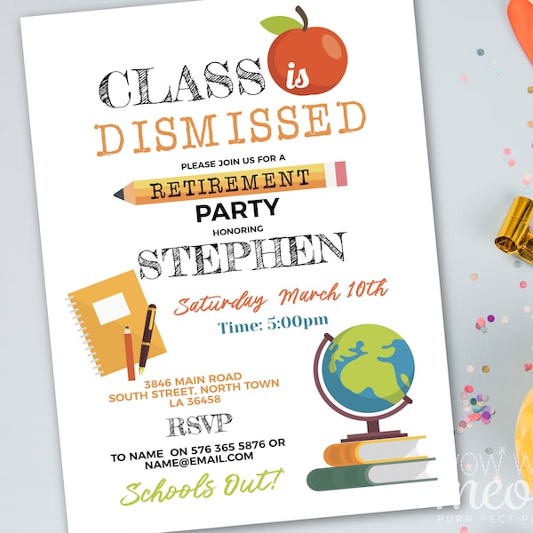 Teacher Retirement Invitation - Etsy