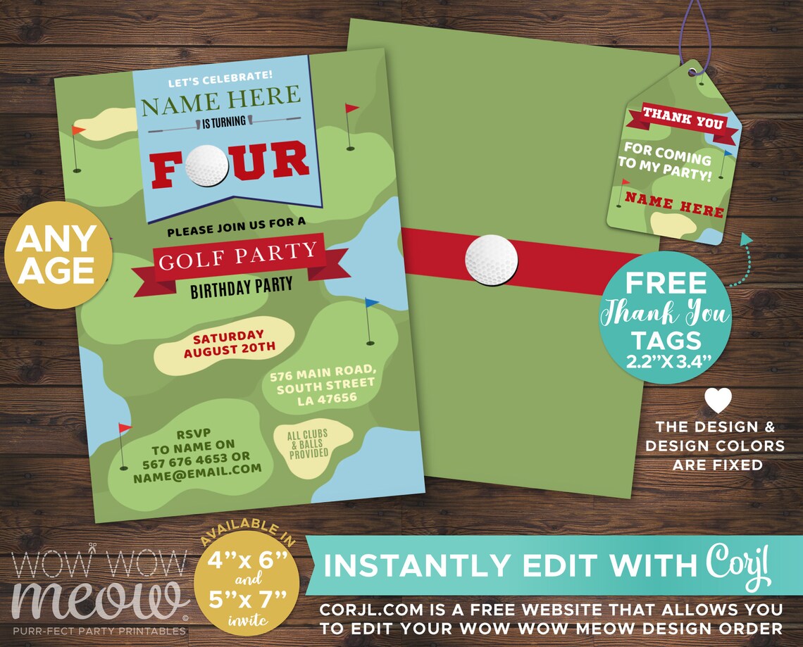 Four Golf Birthday Invite Pitch & Putt Invitation INSTANT - Etsy UK