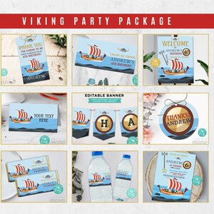 Vikings Party Birthday Bundle Boats EDITABLE Invitations Warriors ...