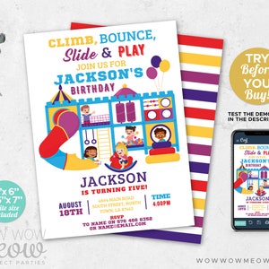 Soft Play Birthday Invitations Indoor Play Kids Any Age Blocks Climbing ...