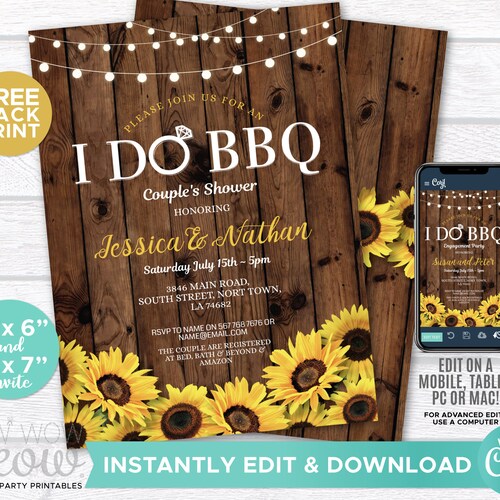 I Do BBQ Invitation Couples Shower Printable Engagement Invite - Etsy