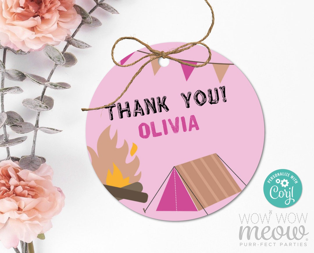 Camping Thank You Tags Birthday Party Gift Tags Camp Out Glamping Glam ...