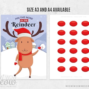 Pin the Nose on the Reindeer Game Christmas Festive Printable INSTANT ...