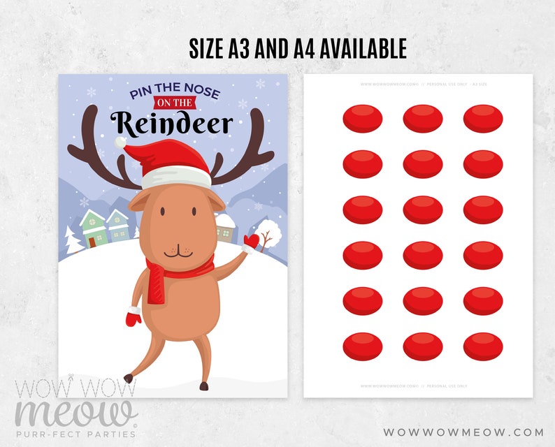 Pin the Nose on the Reindeer Game Christmas Festive Printable INSTANT ...