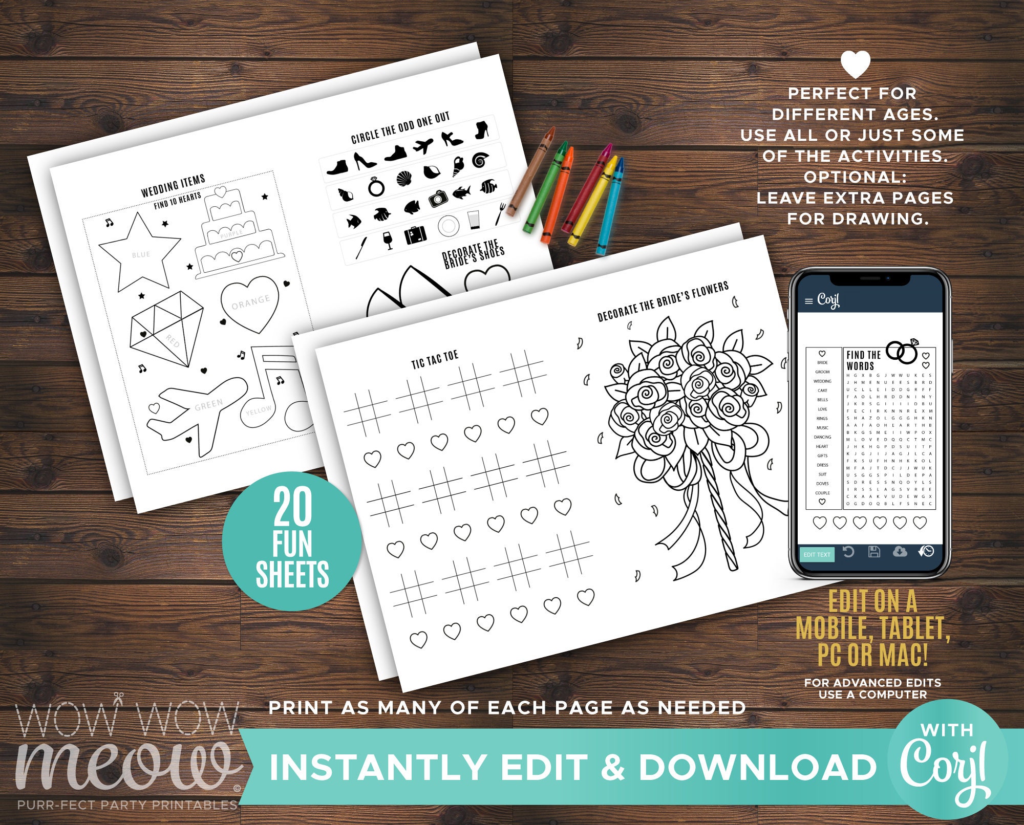 WEDDING COLORING Book Kid Activity Children's Page Sheets | Etsy