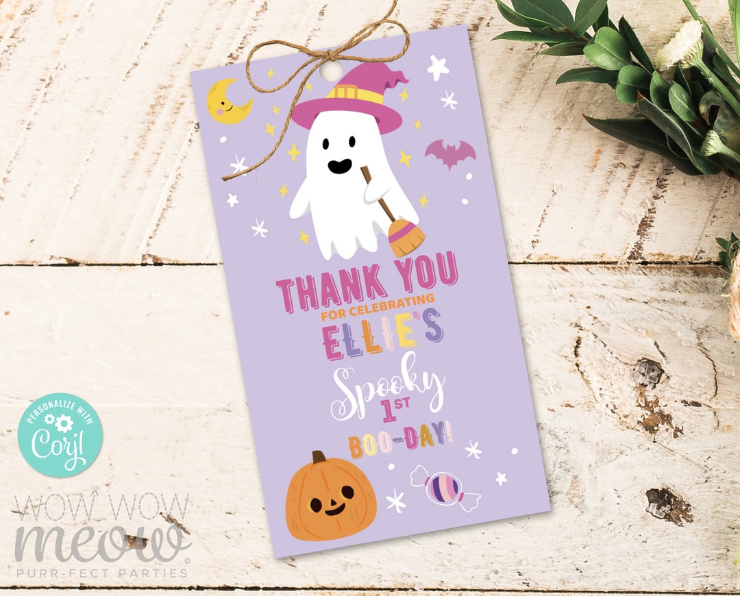 Halloween Gift Tags Thank You Birthday Spooky One Party Gift Tags Cute ...