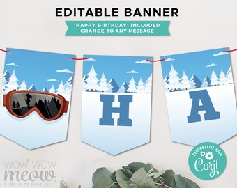 Happy Birthday Skiing Banner - Etsy