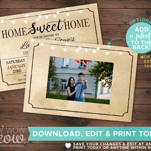 Housewarming Invitation Home Sweet Rustic Home New House Invite Couples ...