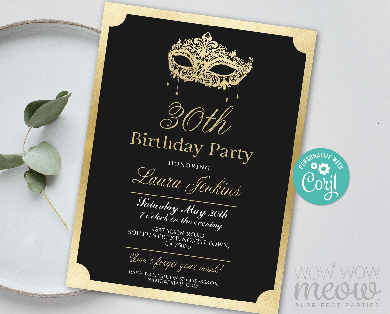 Masquerade Birthday Invitation Party Mask Masked Ball Any - Etsy