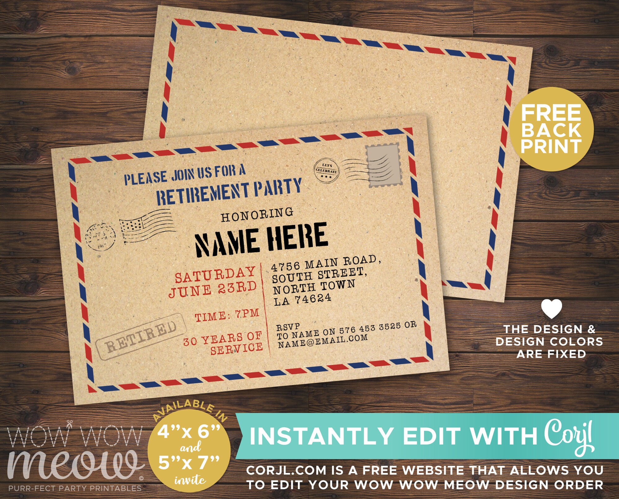 Retirement Invitation Retired Invite Envelope Postal Postcard | Etsy