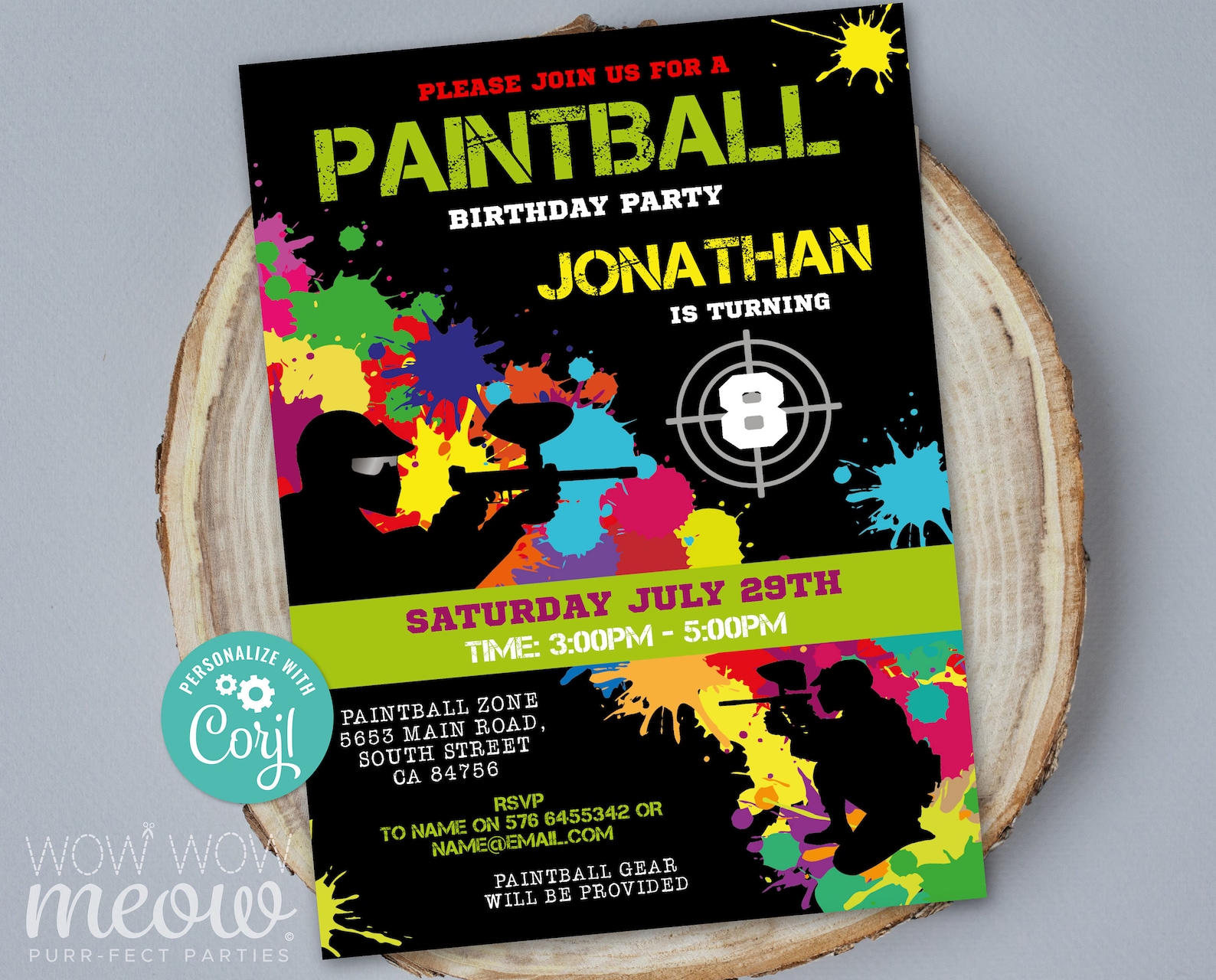 Paintball Invitations Birthday Party Invites Paint Ball Girls - Etsy