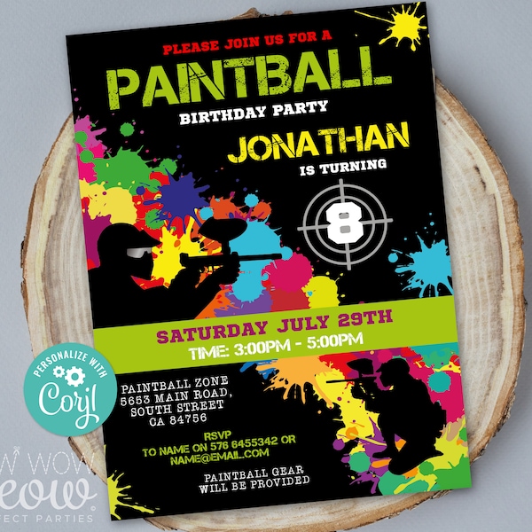 Paintball Party Invitation - Etsy