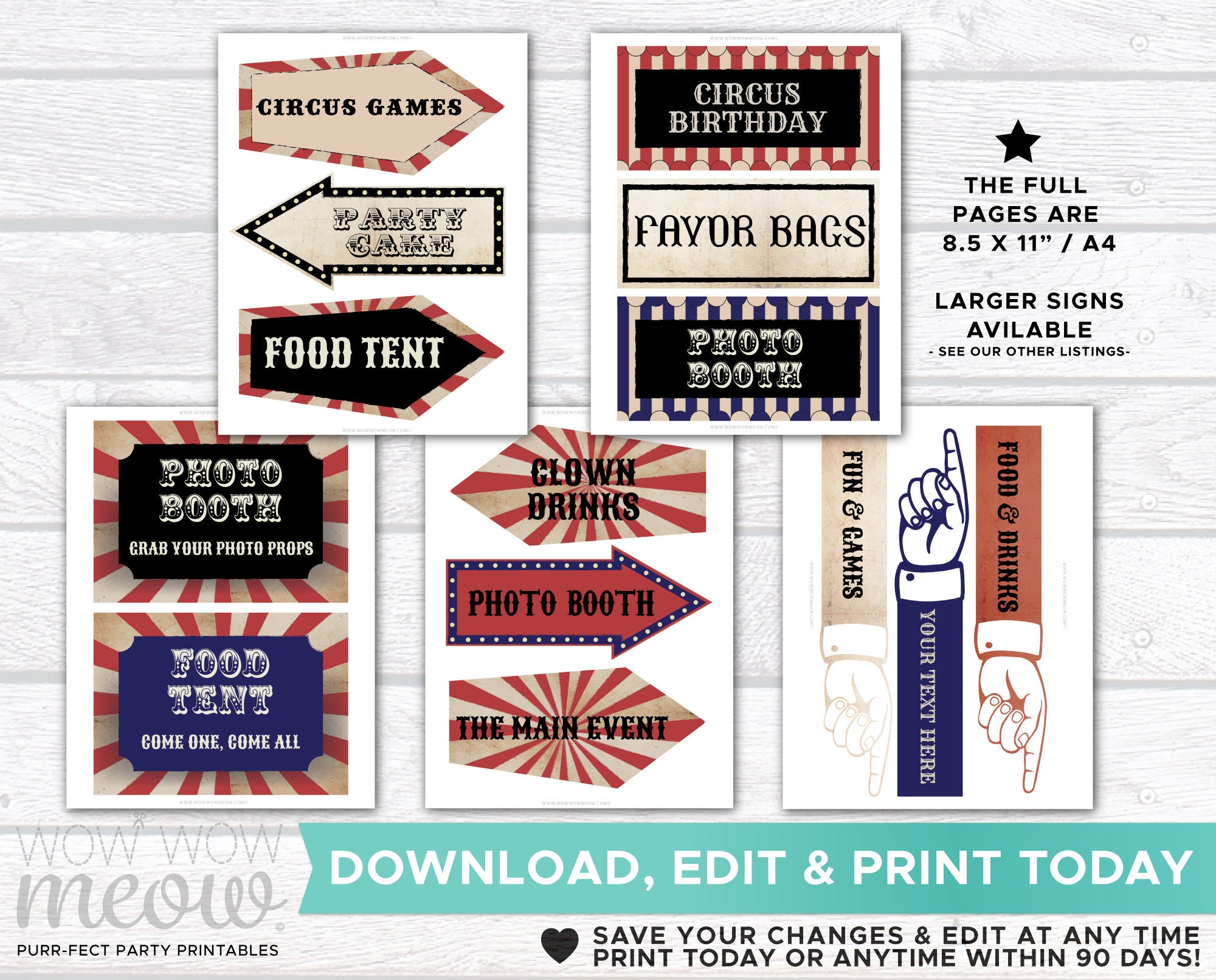14 Vintage Circus Signs Printable INSTANT DOWNLOAD Party - Etsy