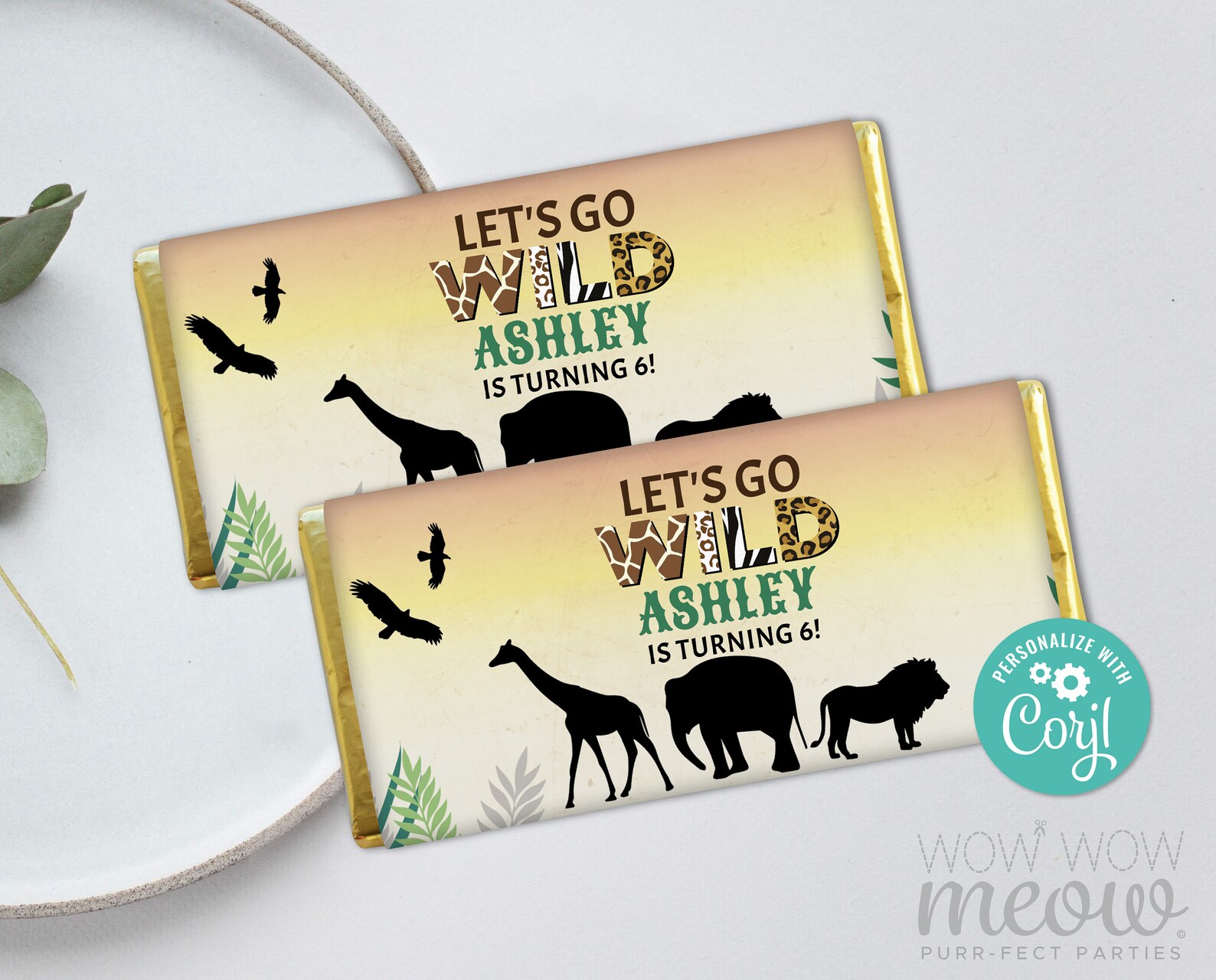 Wild Zoo Chocolate Bar Wrapper Birthday Jungle Wild Candy | Etsy
