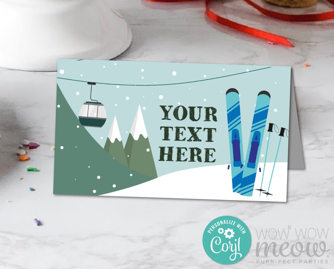 Ski Party Food Tent Birthday Labels Editable Skiing Snow Apres Winter ...
