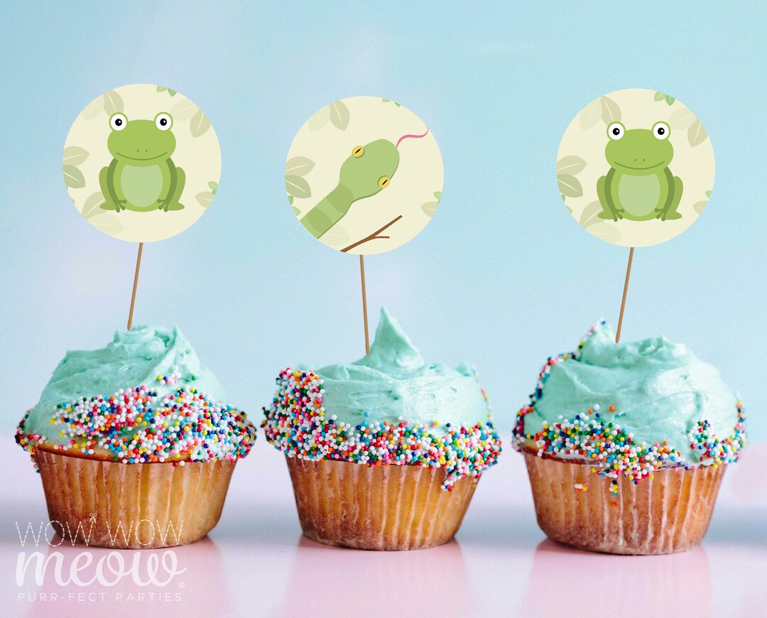 Reptile Cupcake Toppers Birthday Girls Boys Cakes Chameleon Snake ...