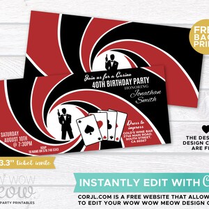 Secret Agent Invite Spy Party INSTANT DOWNLOAD Detective Editable Bond ...