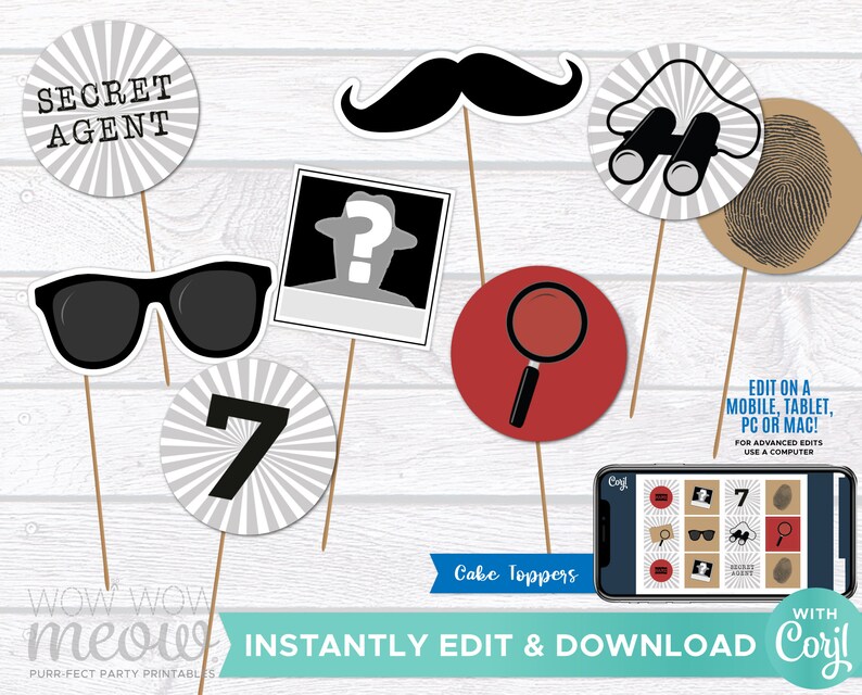 Secret Agent Cupcake Toppers Detective Birthday Cakes Spy | Etsy