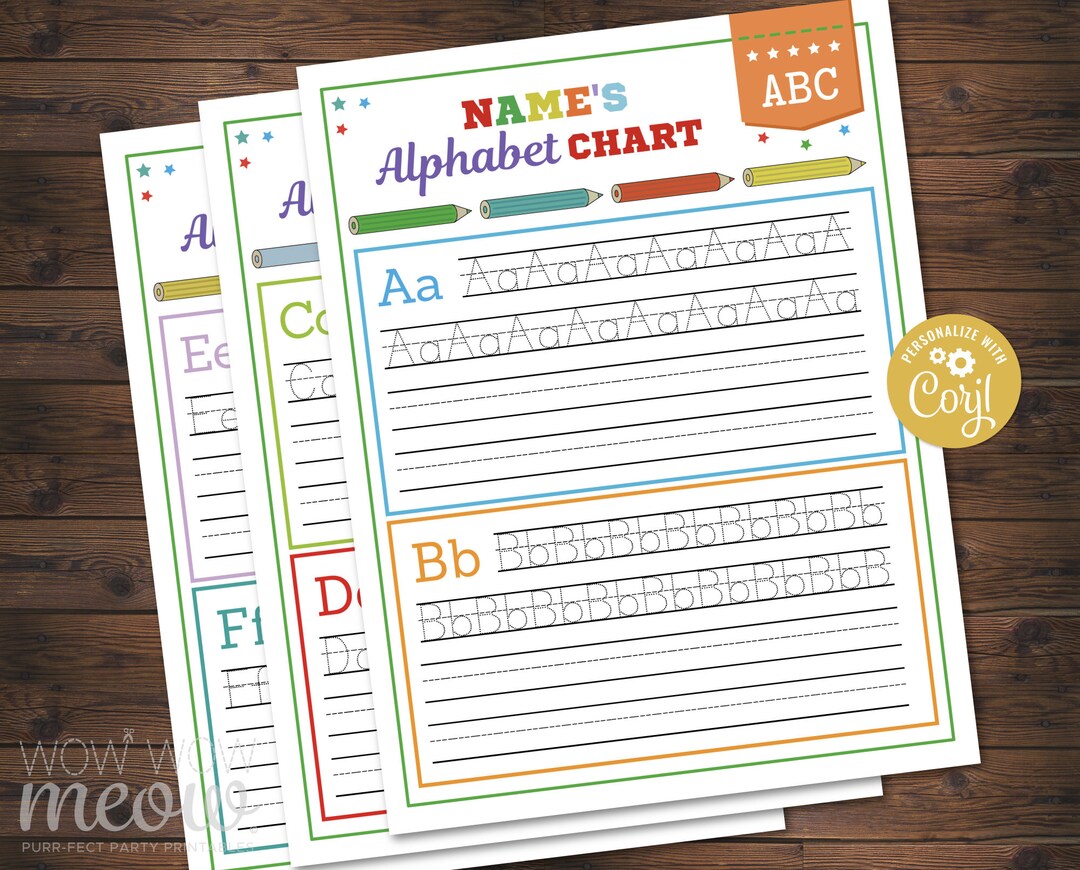 Alphabet Trace Chart Activity Sheet A-Z Kids Printable Home - Etsy New ...