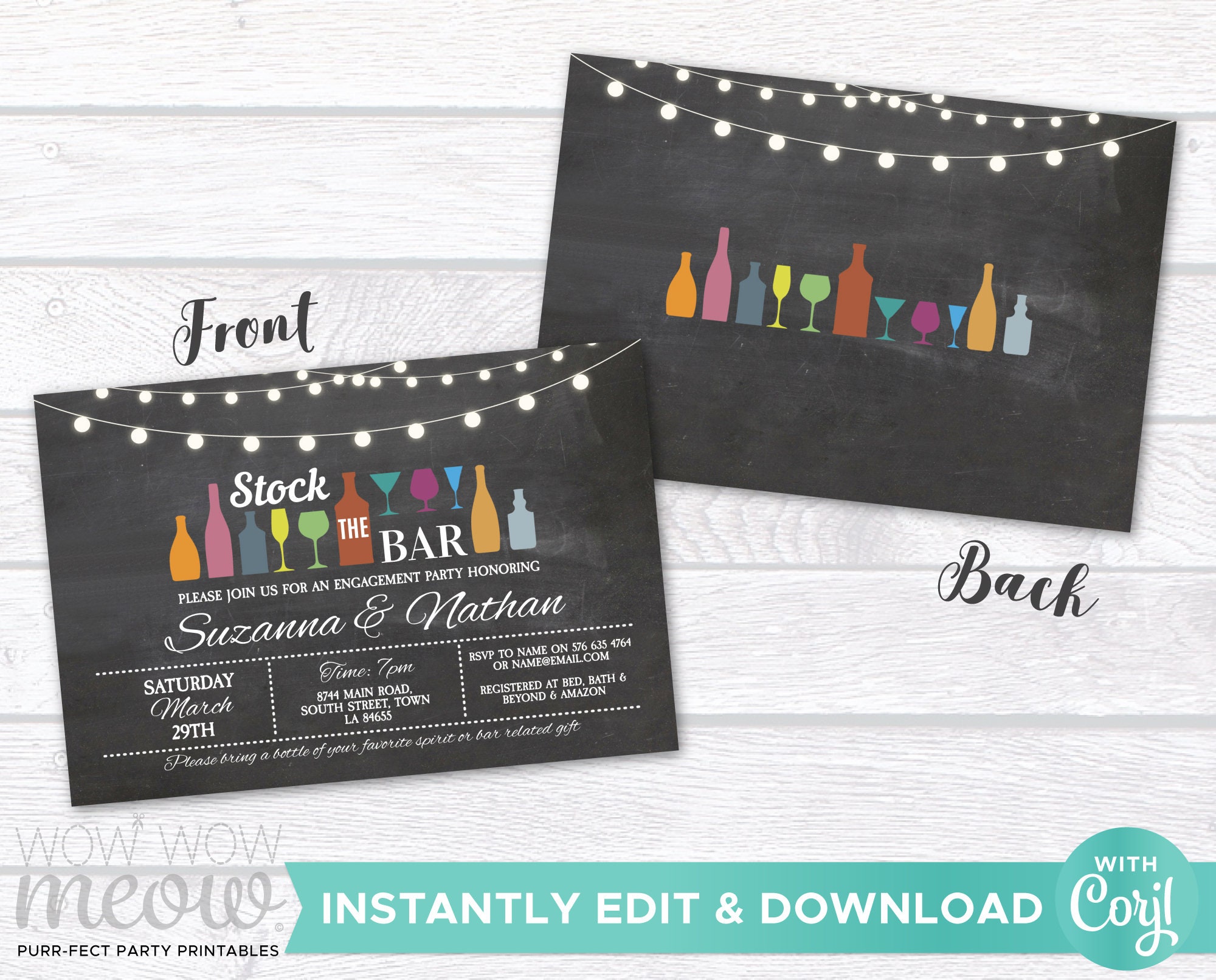 Stock The Bar Invitations Engagement Party Couples Shower | Etsy