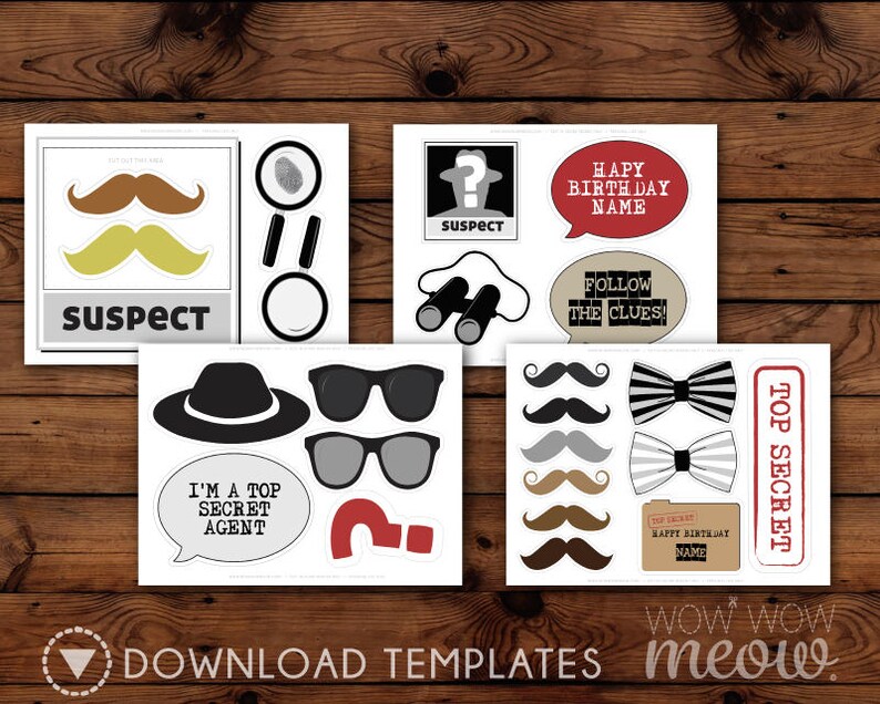 Secret Agent Spy Photo Props INSTANT DOWNLOAD Decoration | Etsy