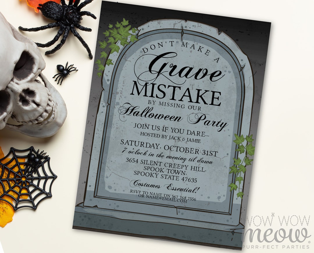 Halloween Invitations Grave Mistake Black Gothic Frame Party Printable ...