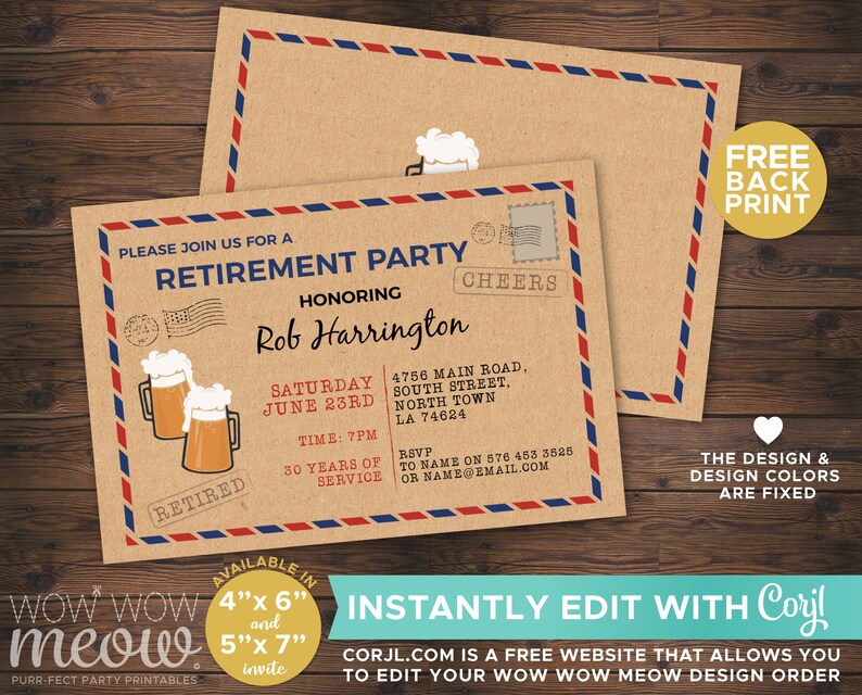 Retirement Invitation Retired Invite Envelope Postal Postcard - Etsy