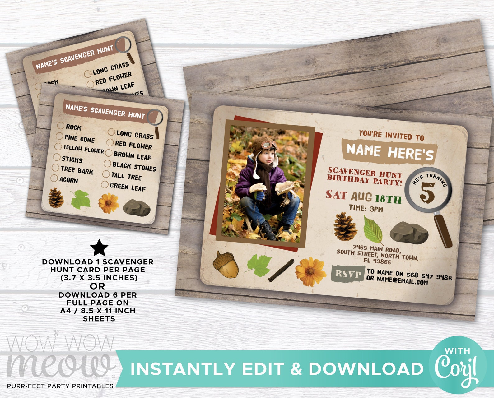 Scavenger Hunt Invite Photo Invitation Birthday Party Yard - Etsy