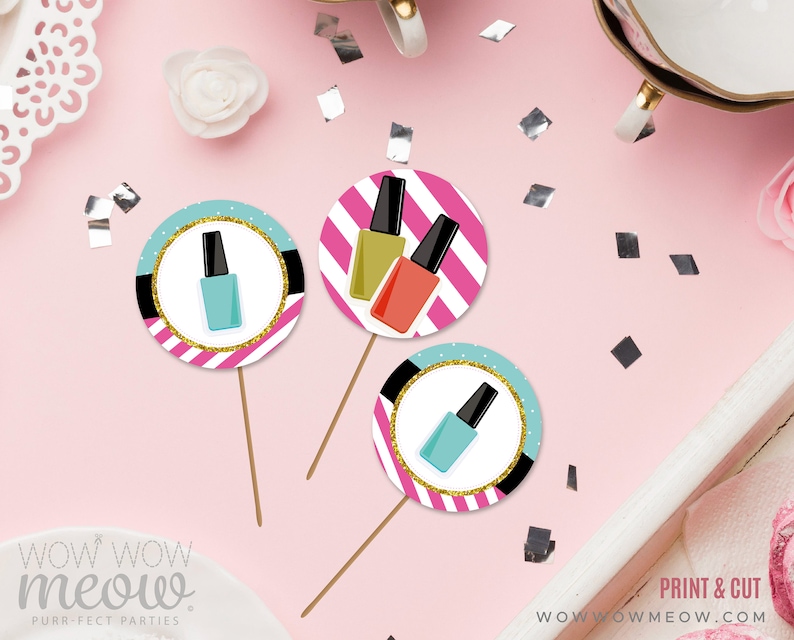 Nail Mani Pedi Cupcake Toppers Birthday Girls Cakes Nail Bar - Etsy