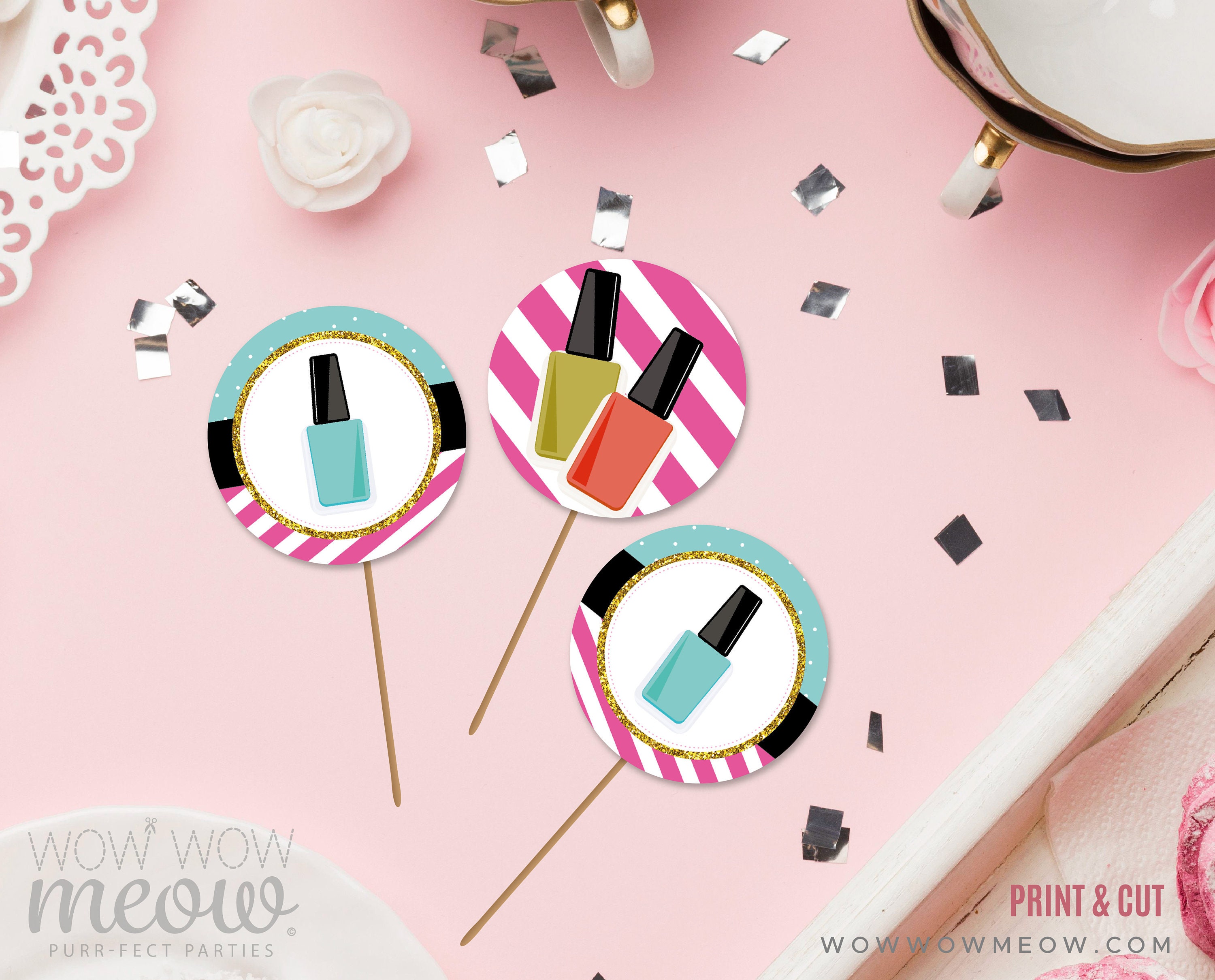 Nail Mani Pedi Cupcake Toppers Birthday Girls Cakes Nail Bar Manicure ...