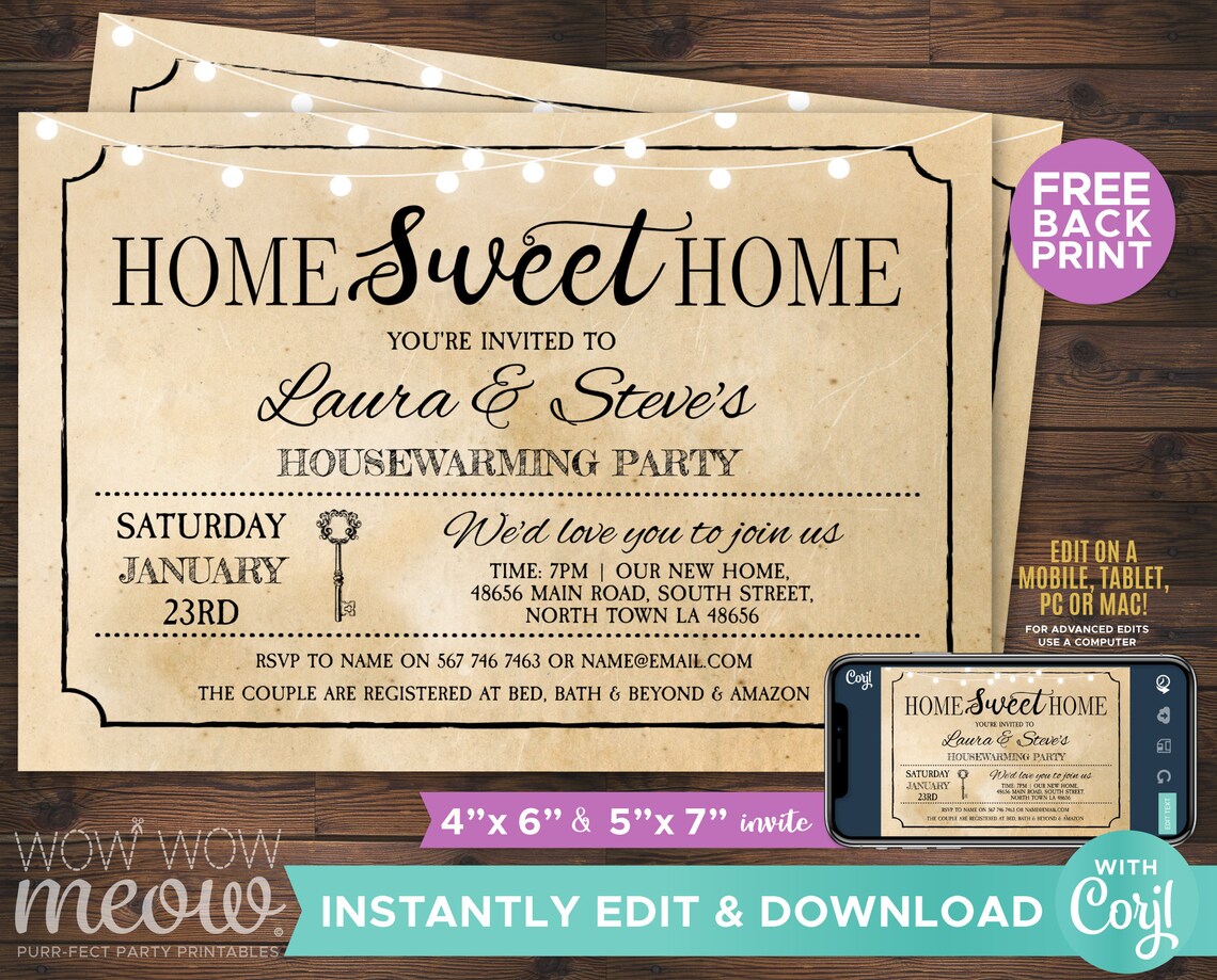 Housewarming Invitation Home Sweet Rustic Home New House - Etsy