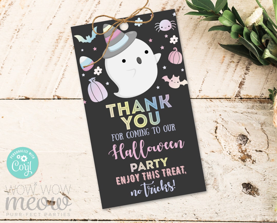 Halloween Gift Tags Ghosts Thank You - Spooky Party Gift Tags - Cute ...