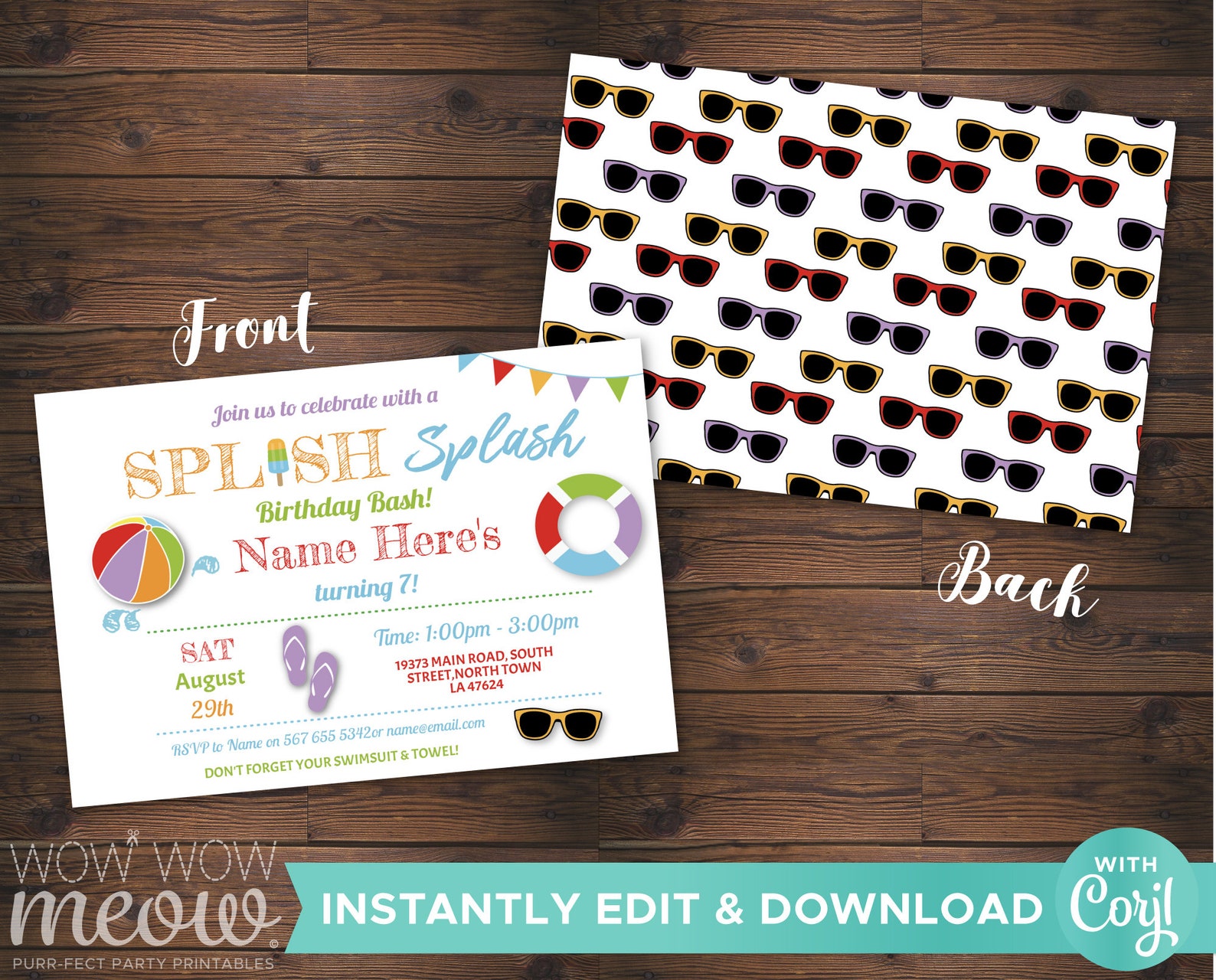 Pool Party Invitation Splish Splash Birthday Bash Invite | Etsy