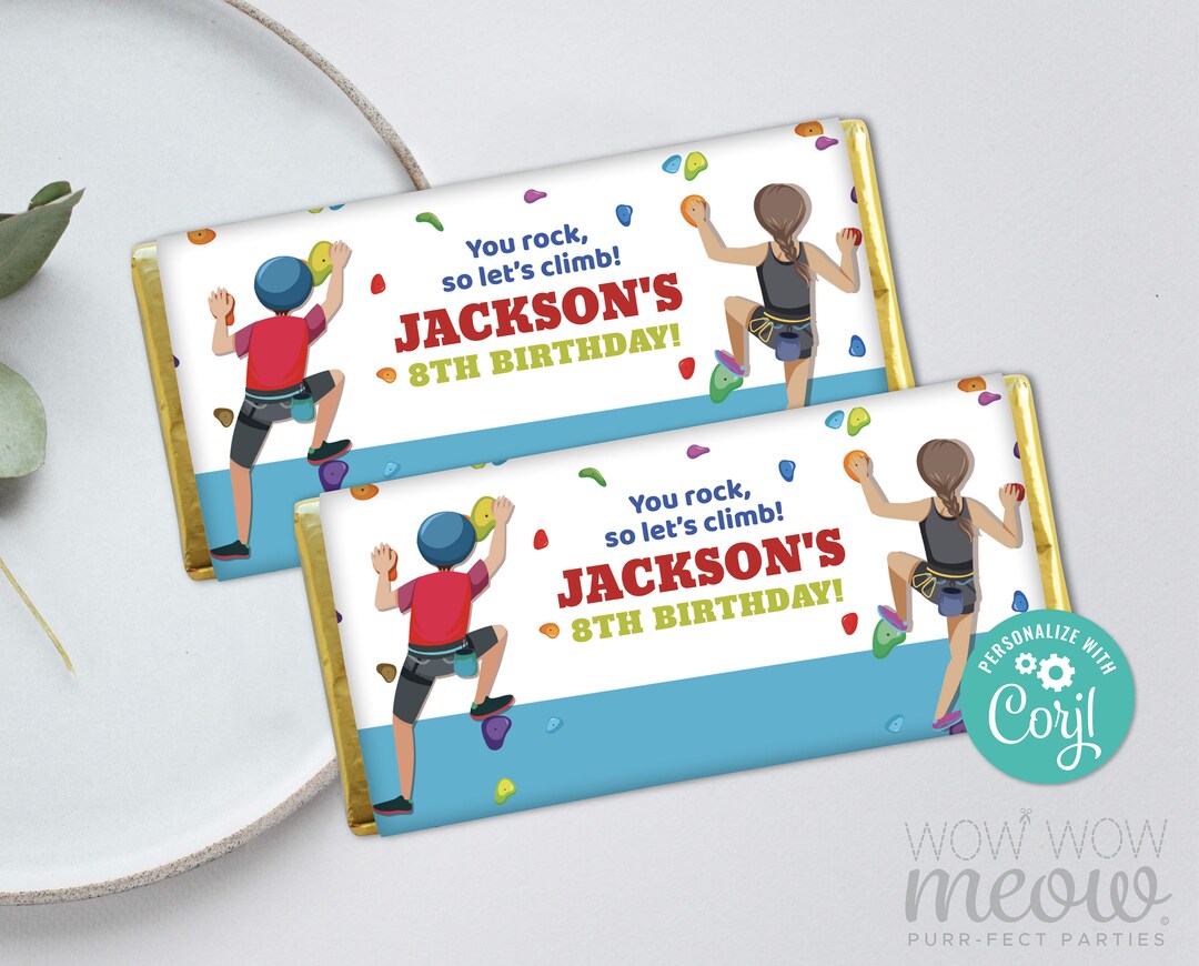 Rock Climbing Birthday Chocolate Bar Wrapper Indoor Climb Wall Sports ...
