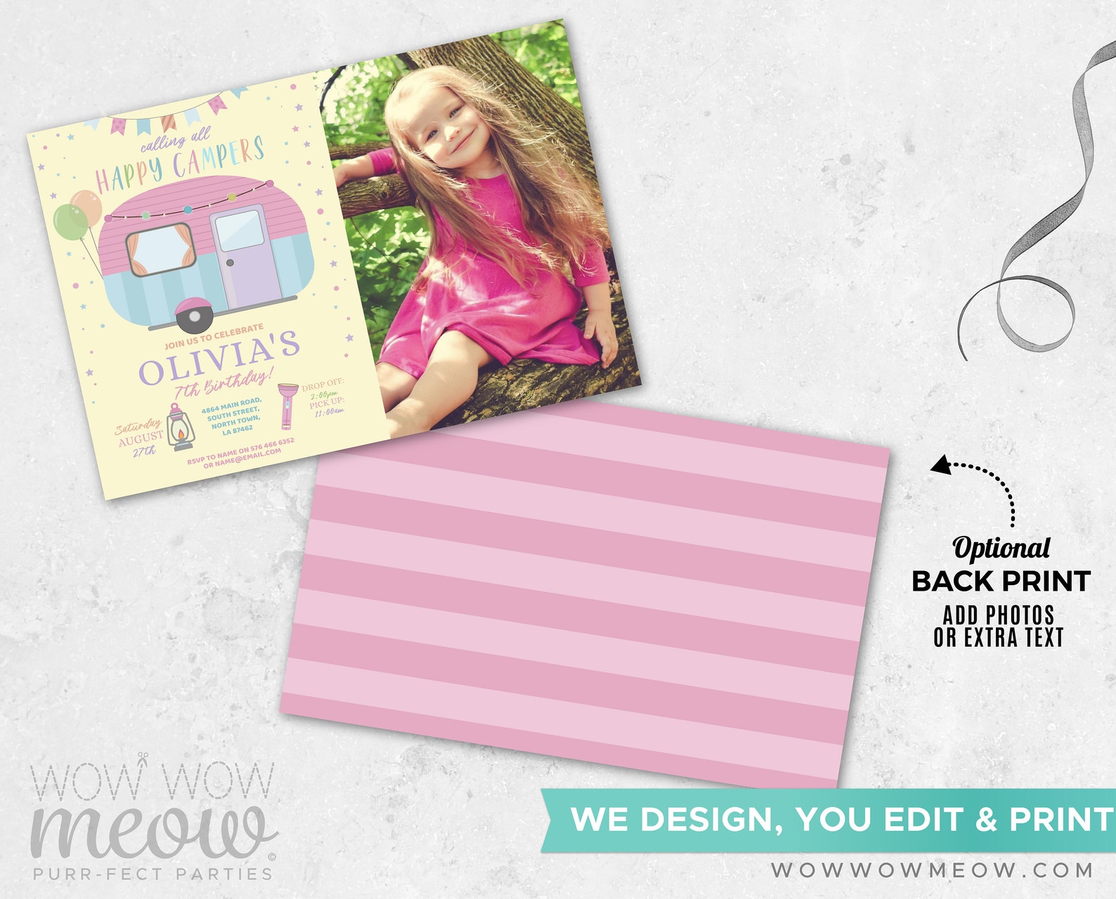 Camper Van Birthday Invitation Photo Campers INSTANT DOWNLOAD | Etsy UK