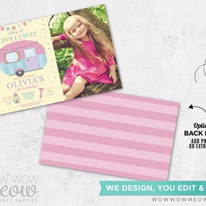Camper Van Birthday Invitation Photo Campers INSTANT DOWNLOAD Girls ...