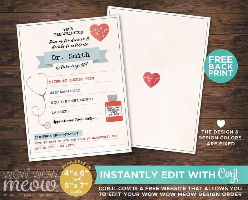 Doctor Invitation Prescription Invite Dr. Birthday Party | Etsy