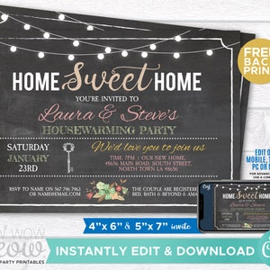 Housewarming Invitation New House Invite Home Sweet Couples Party Chalk ...